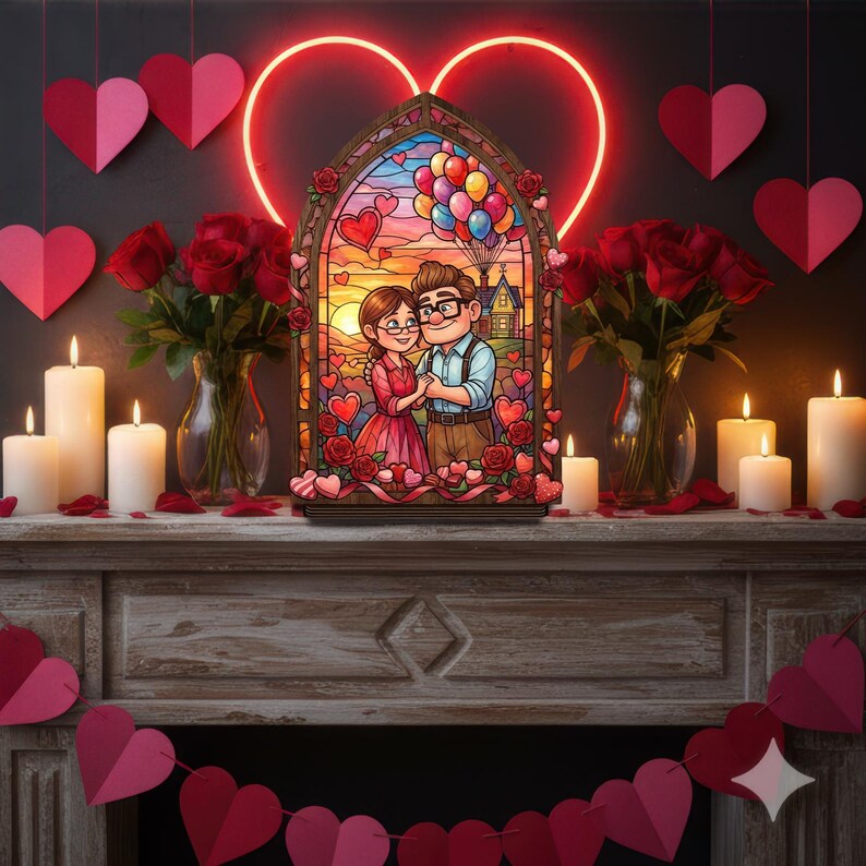 Disney Couple Carl and Ellie Book Nook, Couple Gift, Custom Name Tree ...