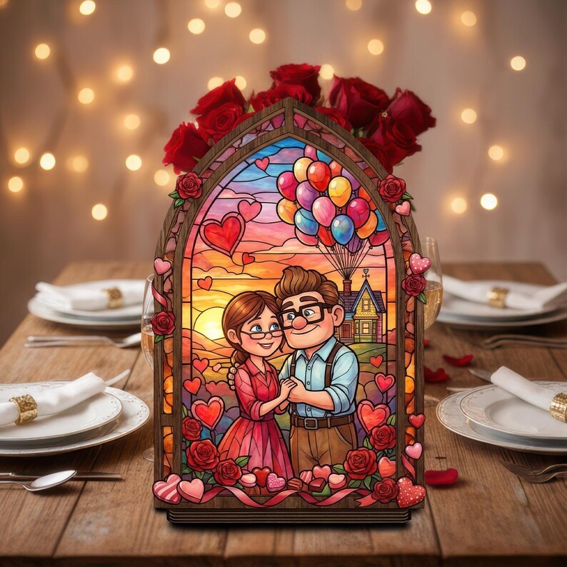 Disney Couple Carl and Ellie Book Nook, Couple Gift, Custom Name Tree ...