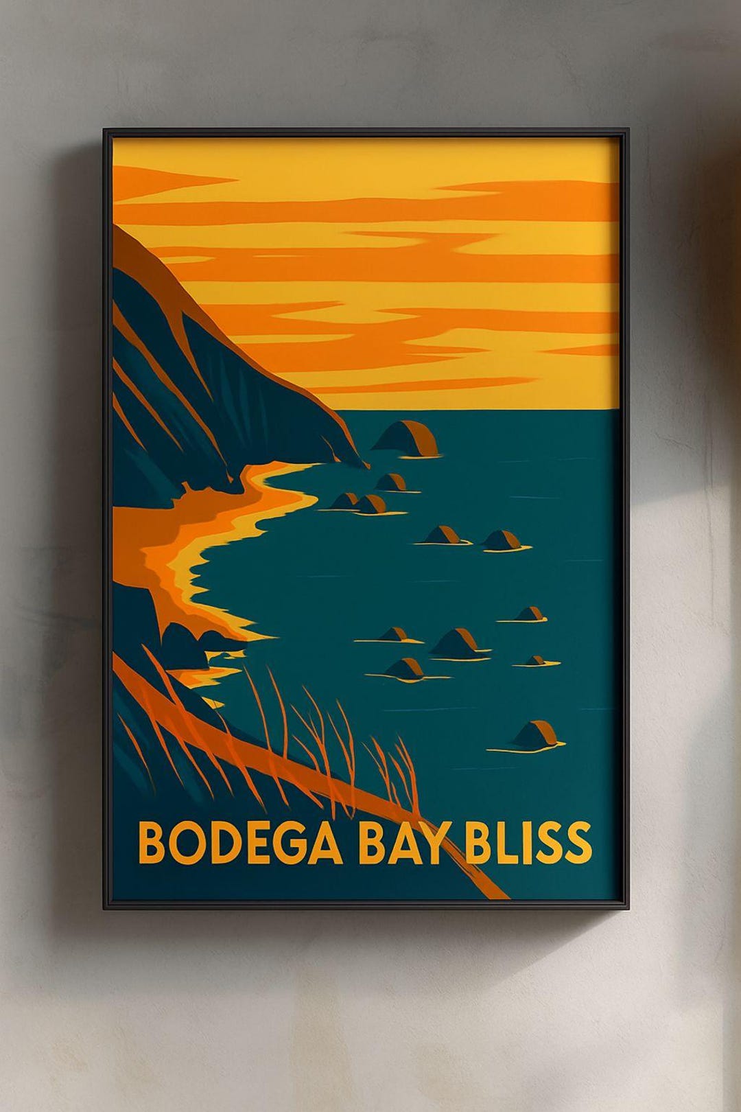 Bodega Bay California Digital Poster – Vintage Coastal Wall Art, Ocean ...