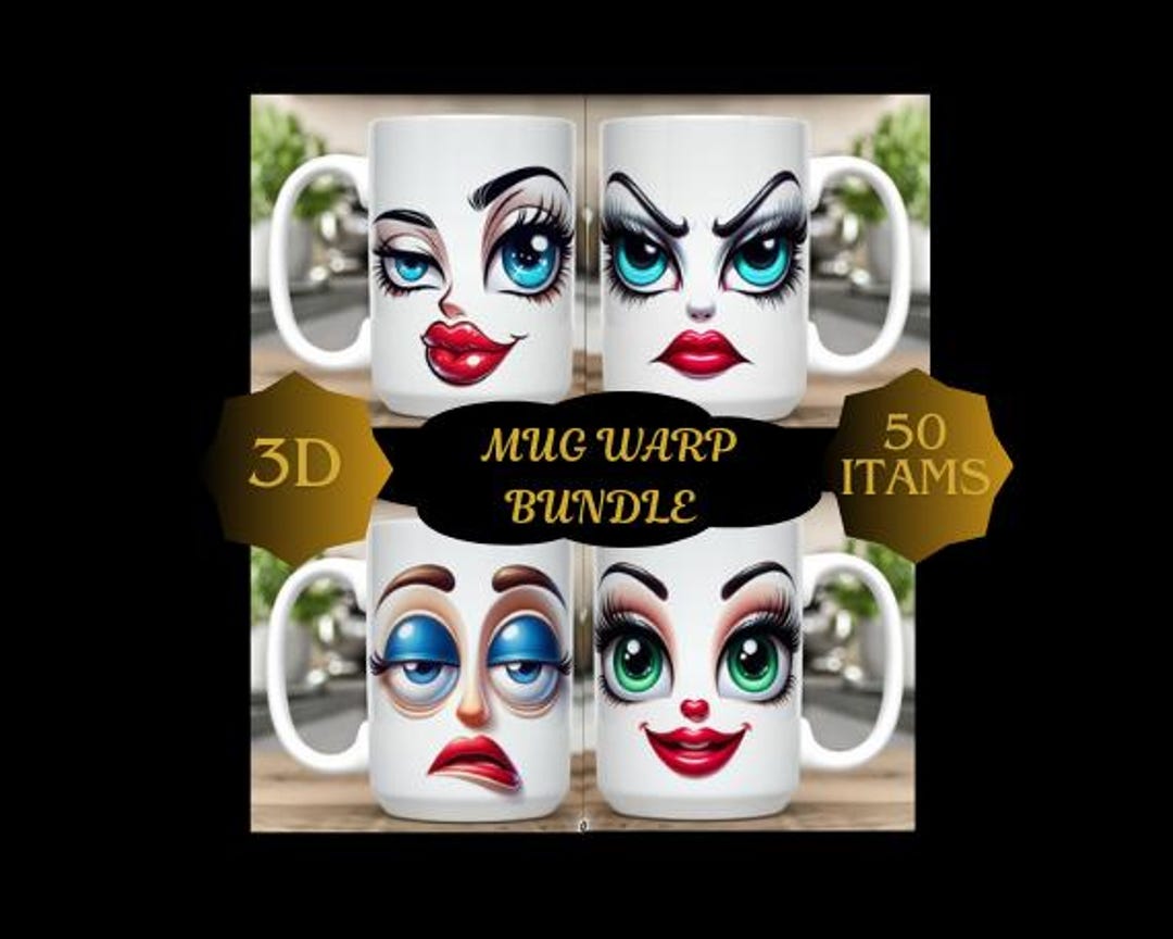 3D Funny Face Mug Wrap Bundle, Sarcastic/funny Coffee Mug Template ...