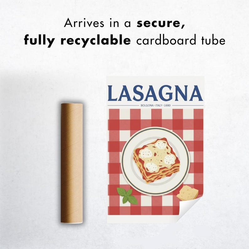 Lasagna Poster Italian Cuisine Food Wall Art Print Bologna Retro ...