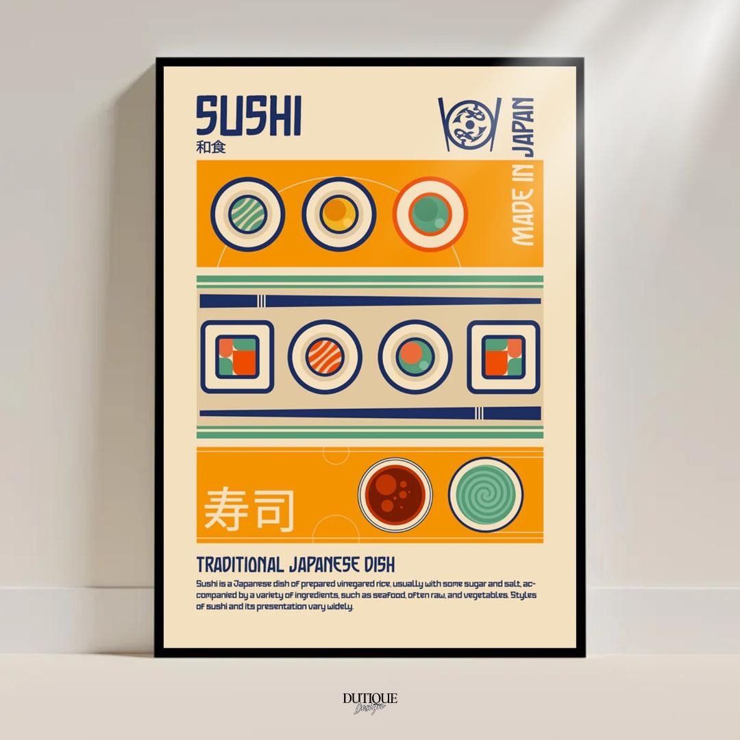 Sushi Print, Sushi Art, Sushi Poster, Sushi Art Display, Japanese ...