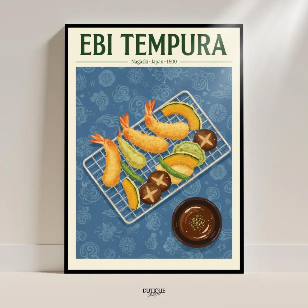 Ebi Tempura Poster Japanese Cuisine Food Art Print Japan Decor Kitchen ...