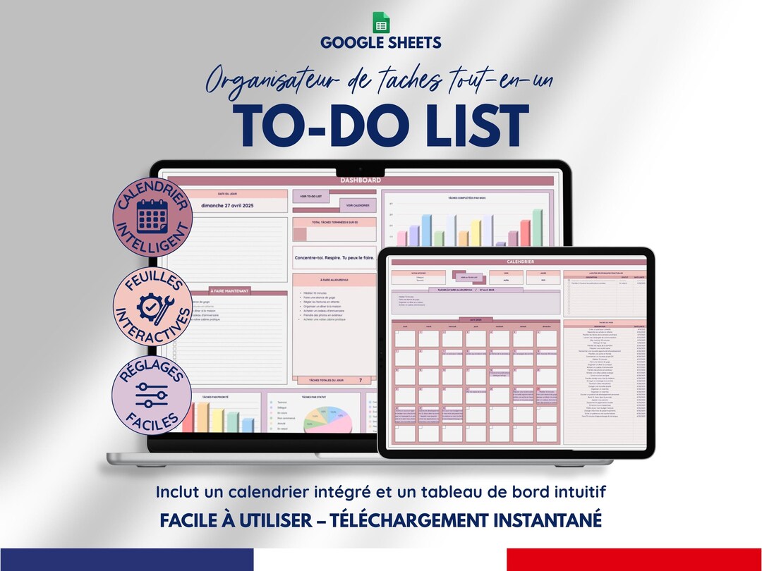 To Do List Google Sheets En Français - Planificateur De Tâches ...