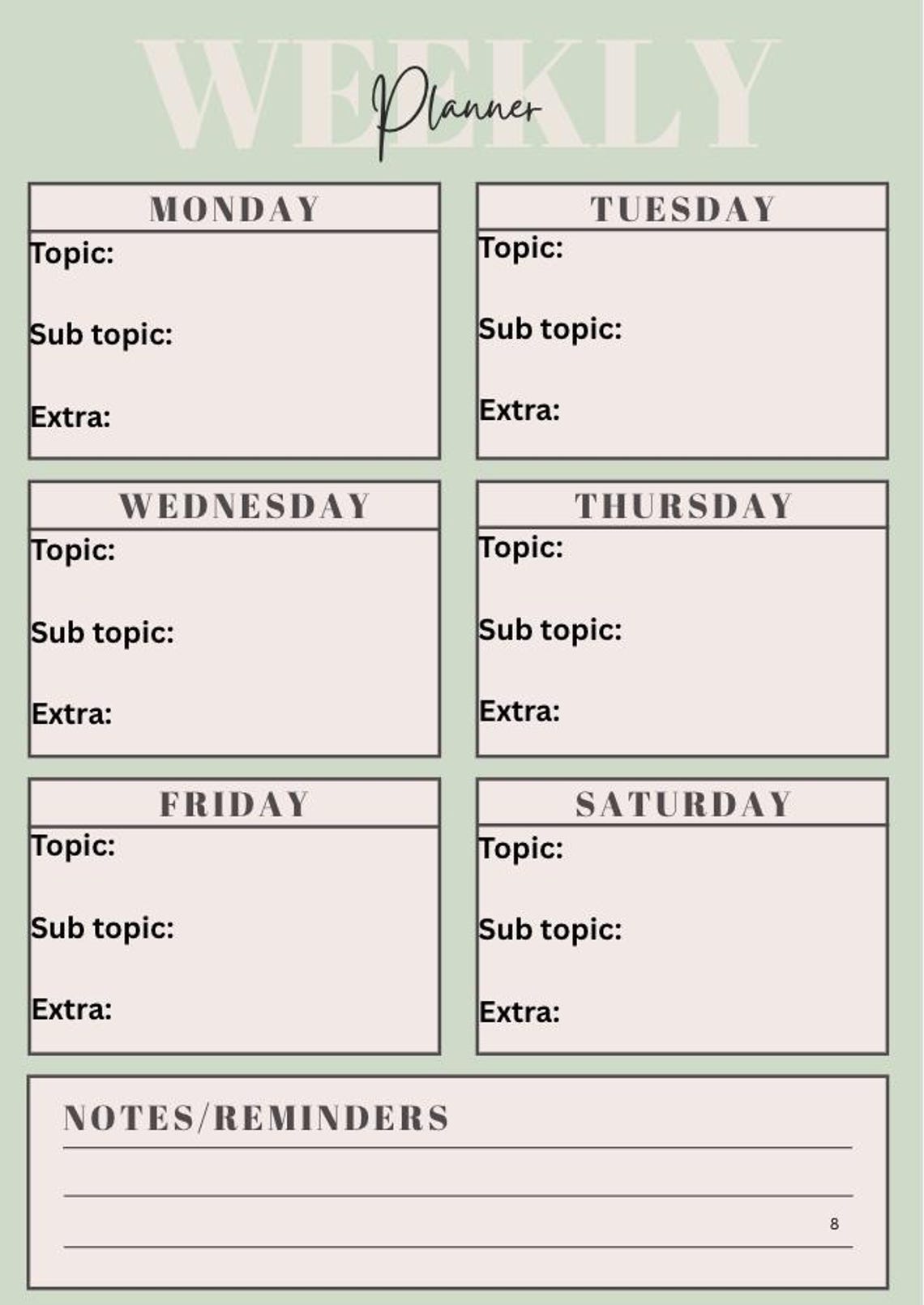 A-level Biology Study Planner | Printable Weekly Revision Tracker ...