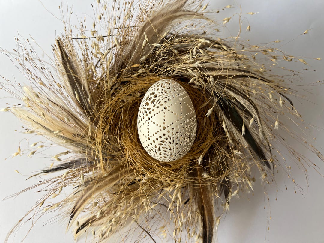 Victorian Lace Banty Chicken Egg in a Feathered Grass Nest - Etsy
