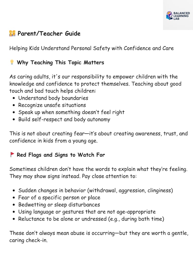 Safe Touch Flashcards for Kids | Body Safety Education (printable Cards ...
