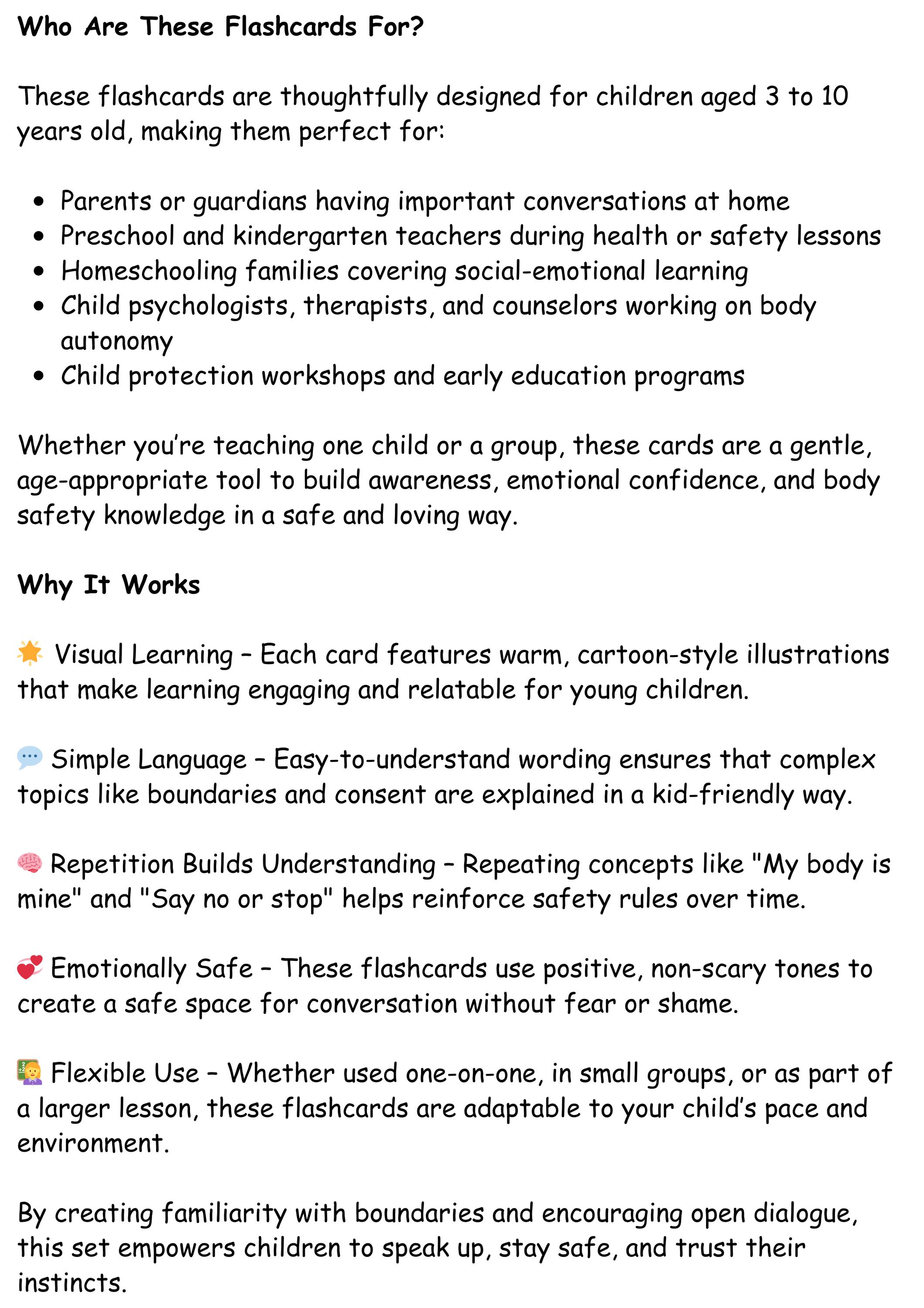 Safe Touch Flashcards for Kids | Body Safety Education (printable Cards ...