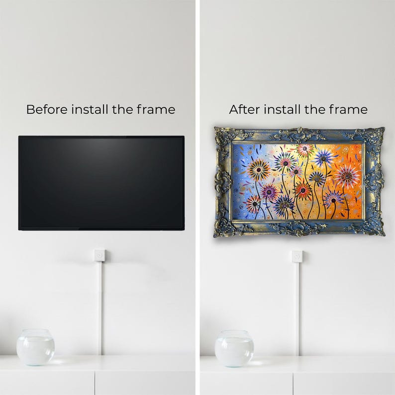 Vintage Blue Baroque TV Frame – Luxury Ornate Border for Samsung the ...