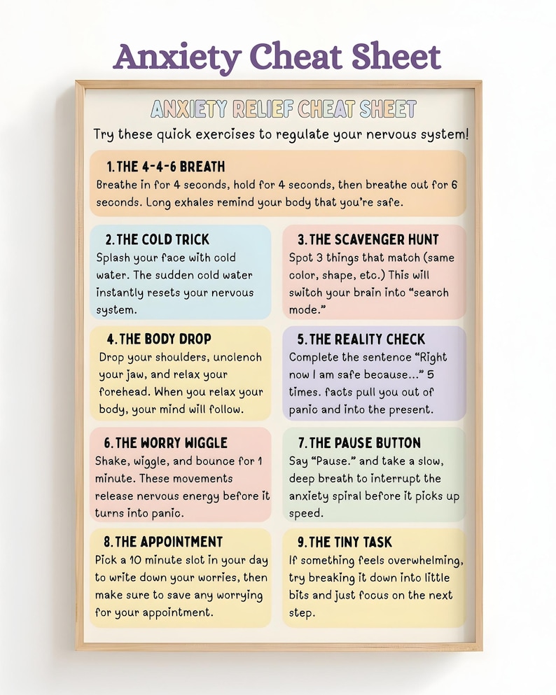 Anxiety Coping Skills Cheat Sheet DIGITAL DOWNLOAD: Therapy Handout ...