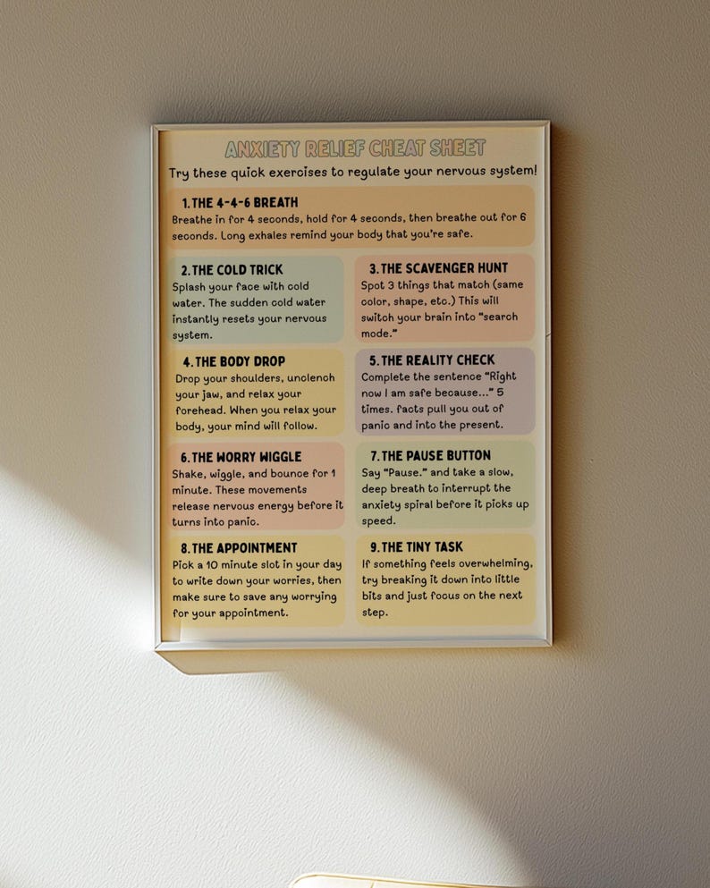 Anxiety Coping Skills Cheat Sheet DIGITAL DOWNLOAD: Therapy Handout ...