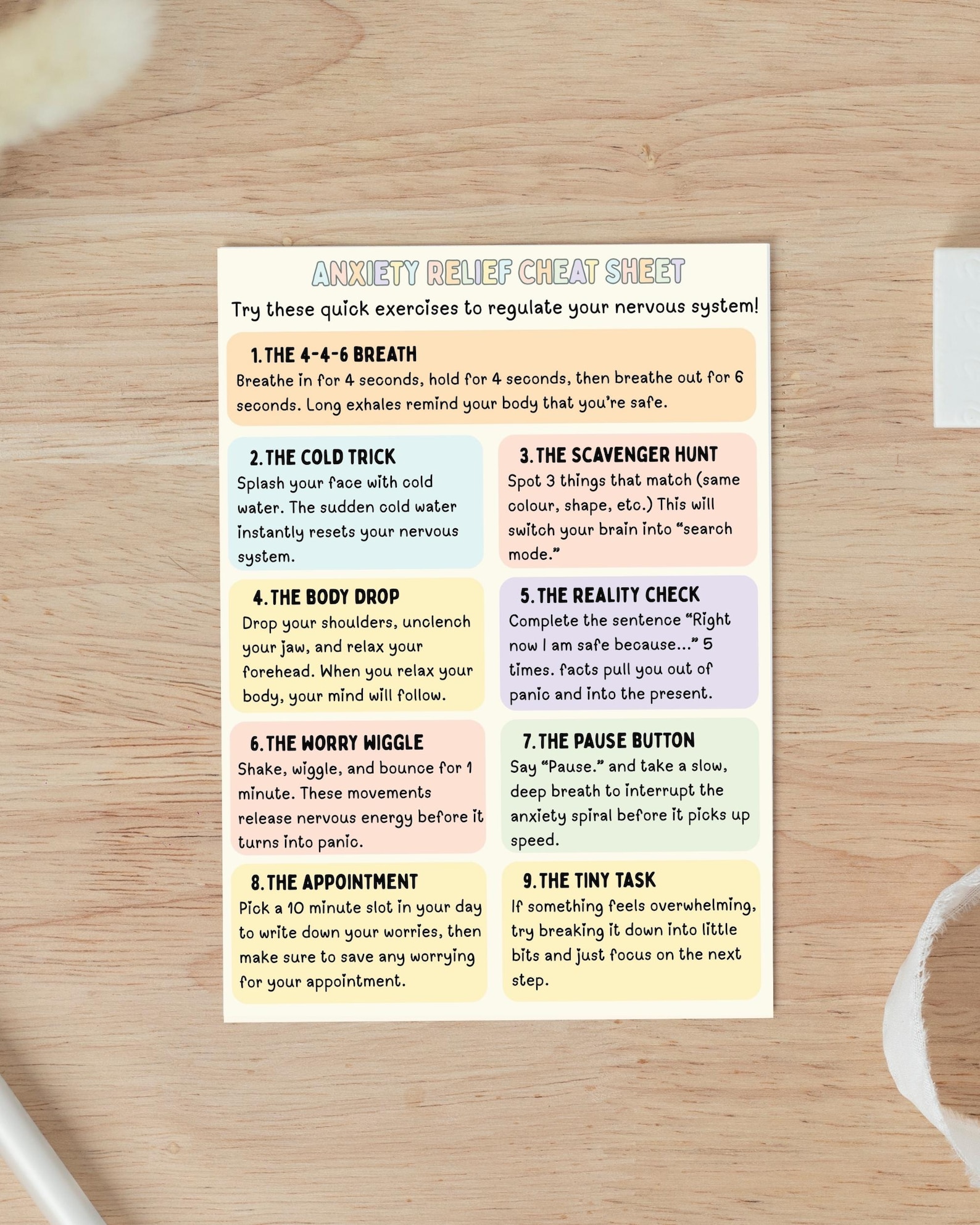 Anxiety Coping Skills Cheat Sheet DIGITAL DOWNLOAD: Therapy Handout ...