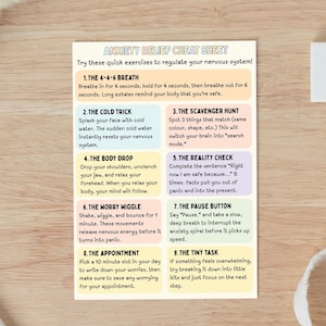 Anxiety Coping Skills Cheat Sheet DIGITAL DOWNLOAD: Therapy Handout ...