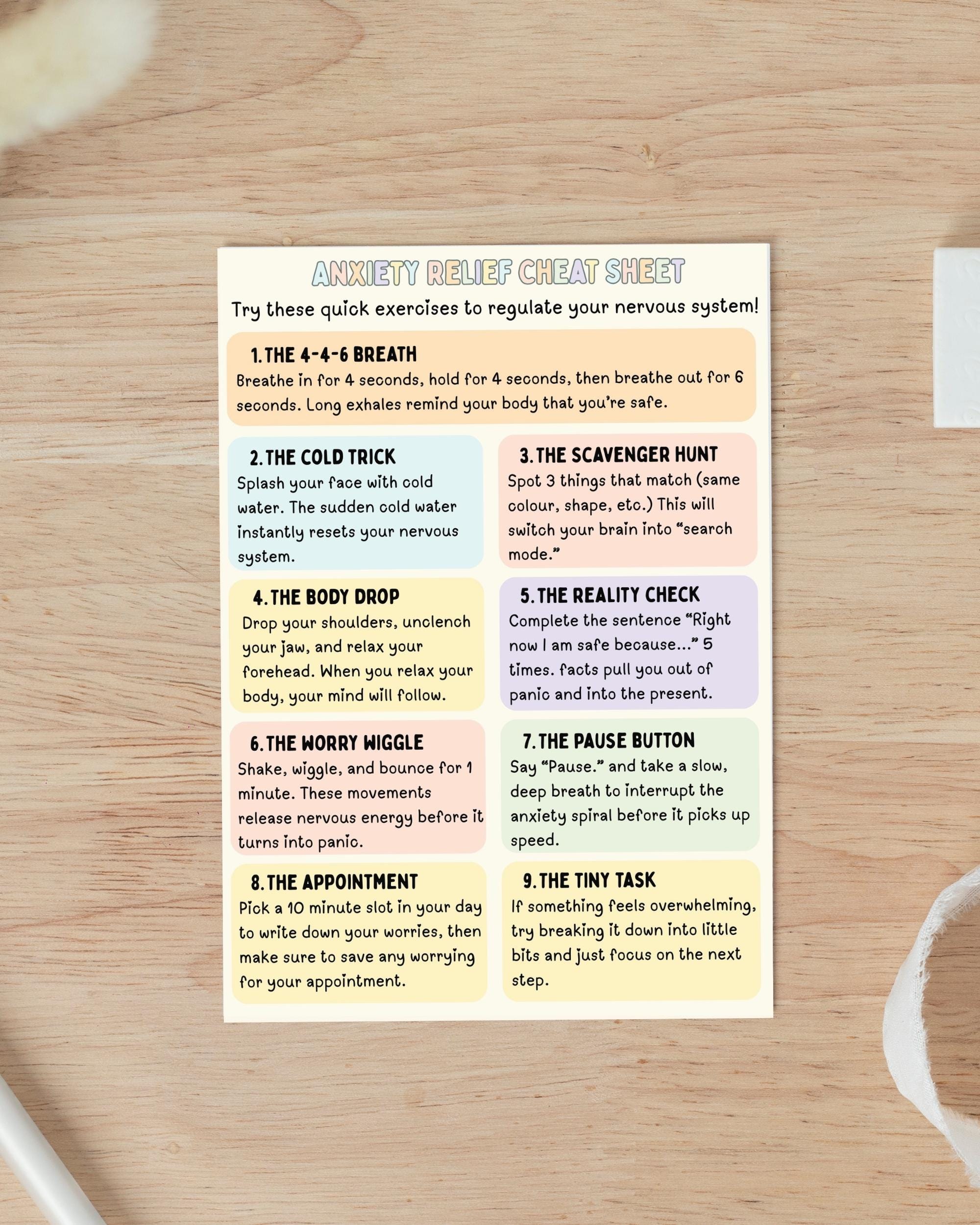 Anxiety Coping Skills Cheat Sheet DIGITAL DOWNLOAD: Therapy Handout ...