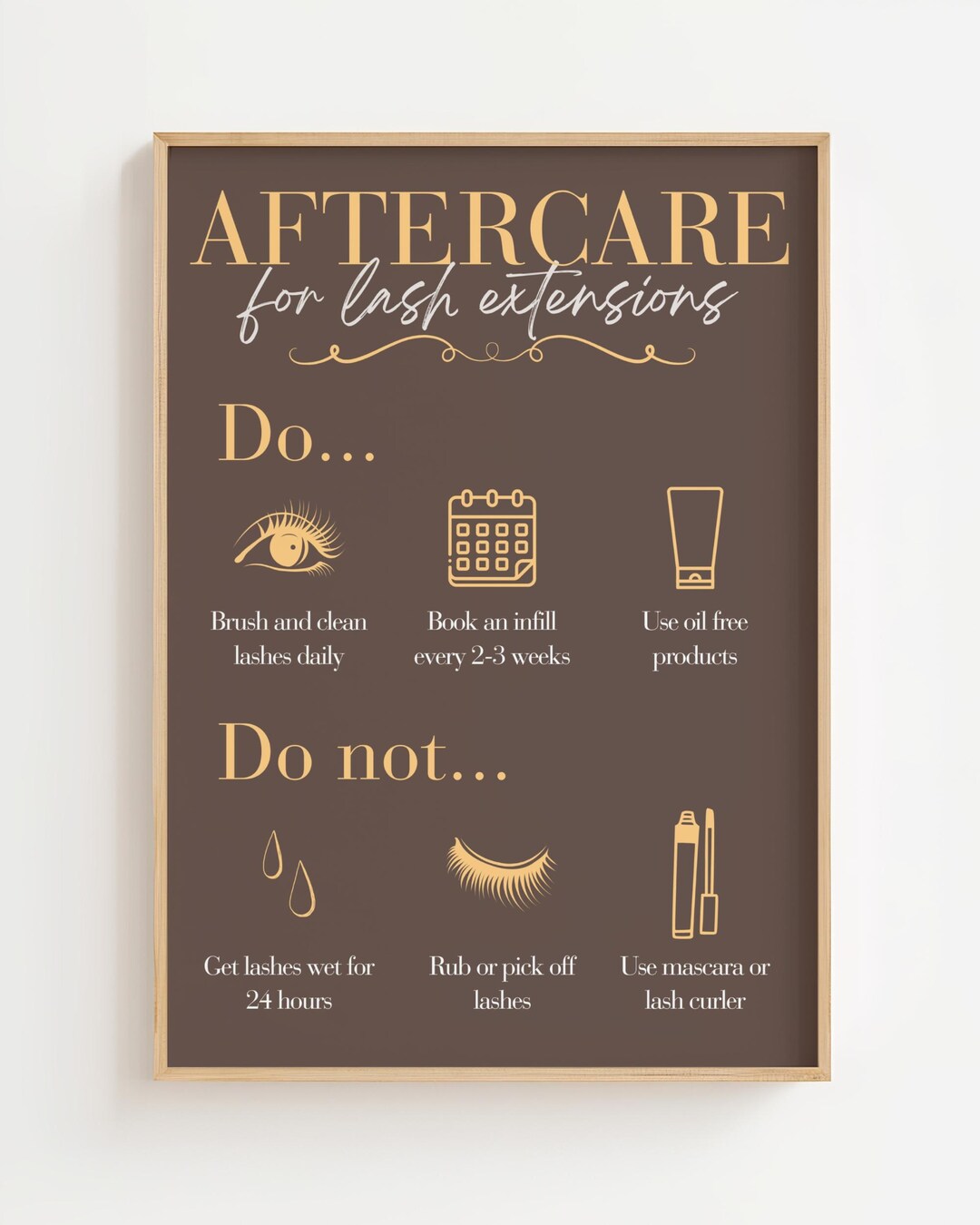 Lash Extension Aftercare Guide Poster: Neutral Salon Decor (digital ...