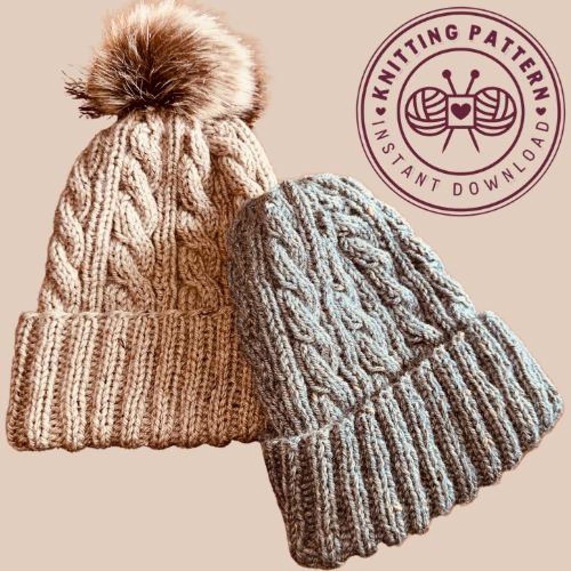 Cable Beanie Knitting Pattern – PDF Winter Hat - Etsy