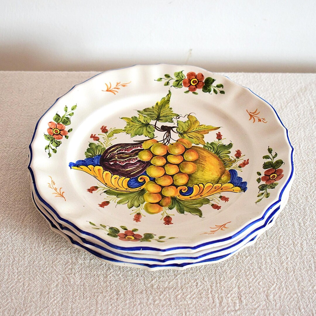Set of 3 Vintage Italian Ceramic Plates | Hand Painted Bassano Majolica ...