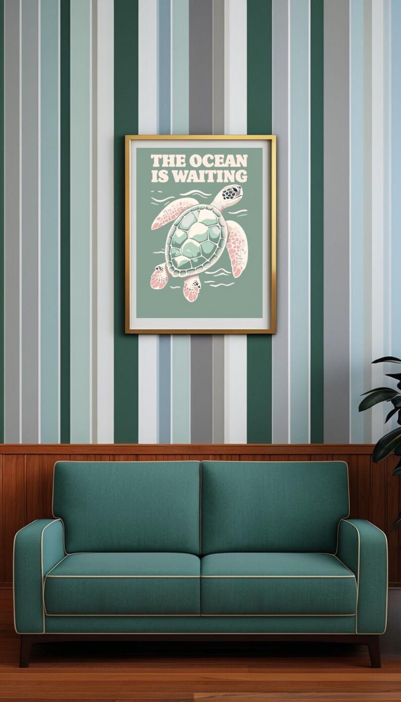 Ocean Turtle Poster - Etsy