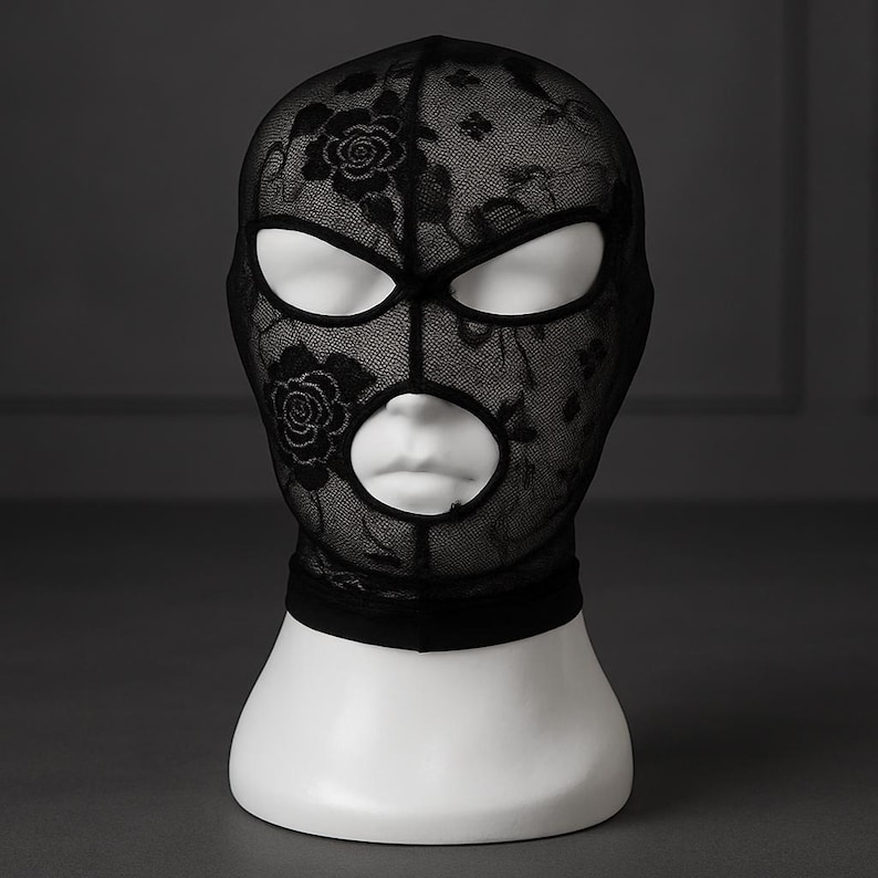 Lace Rave Mask – Gothic Balaclava Face Cover for Cosplay, Festival ...