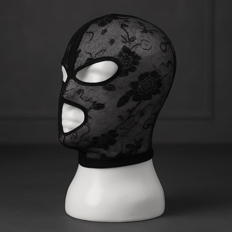 Lace Rave Mask – Gothic Balaclava Face Cover for Cosplay, Festival ...