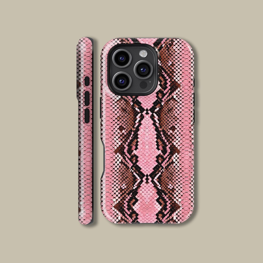 Pink Snake Skin Pattern Design Phone Case for iPhone 16 15 14 13 12 11 ...