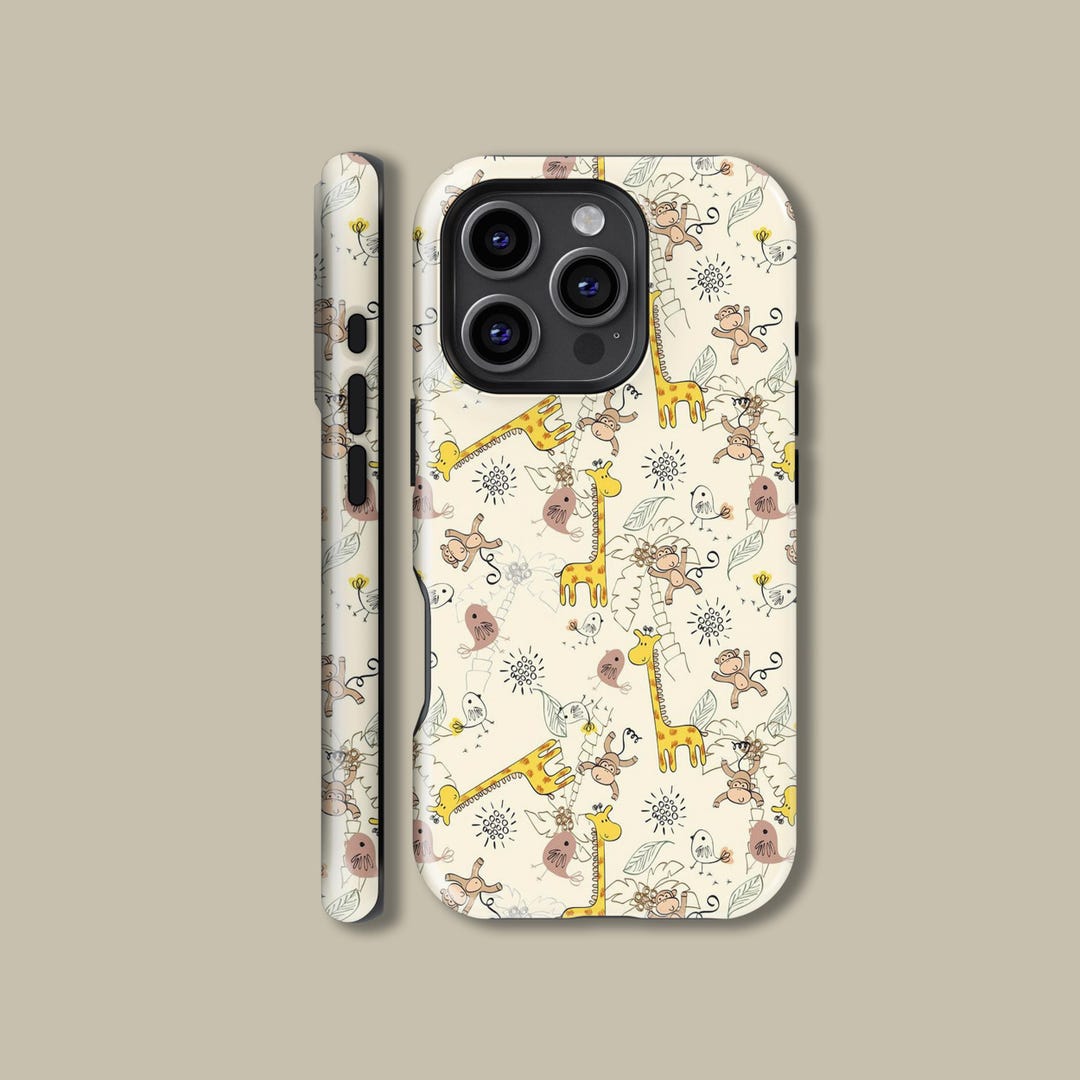 Cartoon Giraffe Monkey Phone Case for iPhone 16 15 14 13 12 11 Pro Plus ...