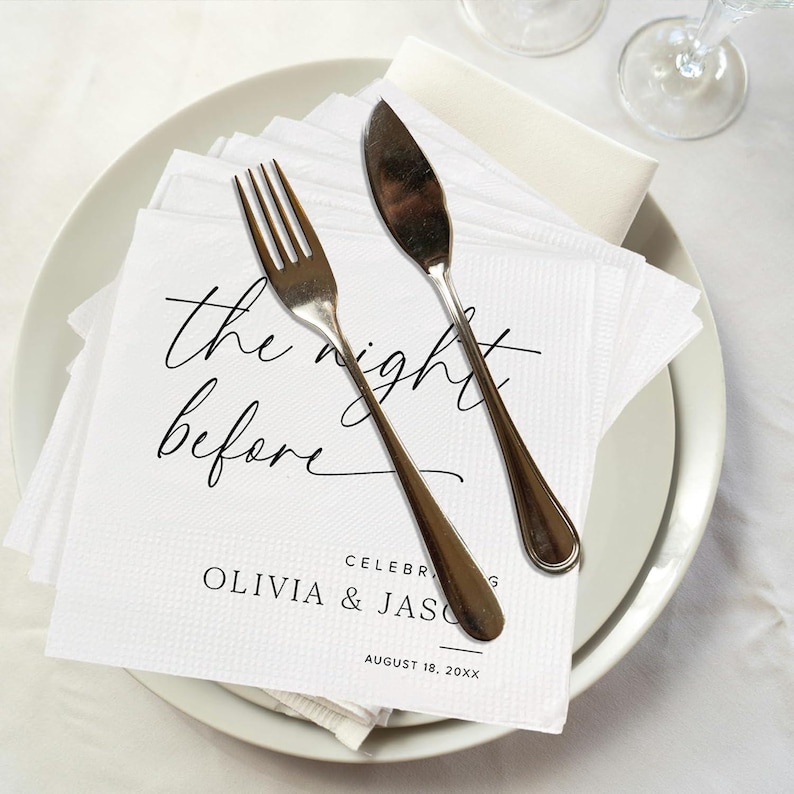 Rehearsal Dinner Napkins, Rehearsal Wedding Napkins, Beverage Cocktail ...