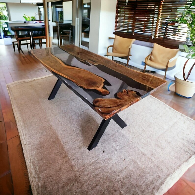 Epoxy Table Top, Epoxy Table, Epoxy Resin Table, Black Epoxy Table ...