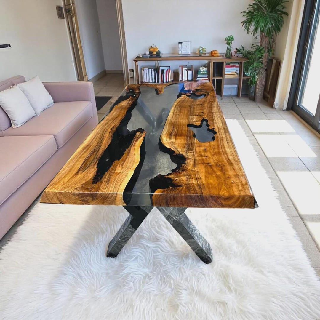 Epoxy Dining Table, Epoxy Coffee Table, Black Epoxy Table , Round Epoxy ...