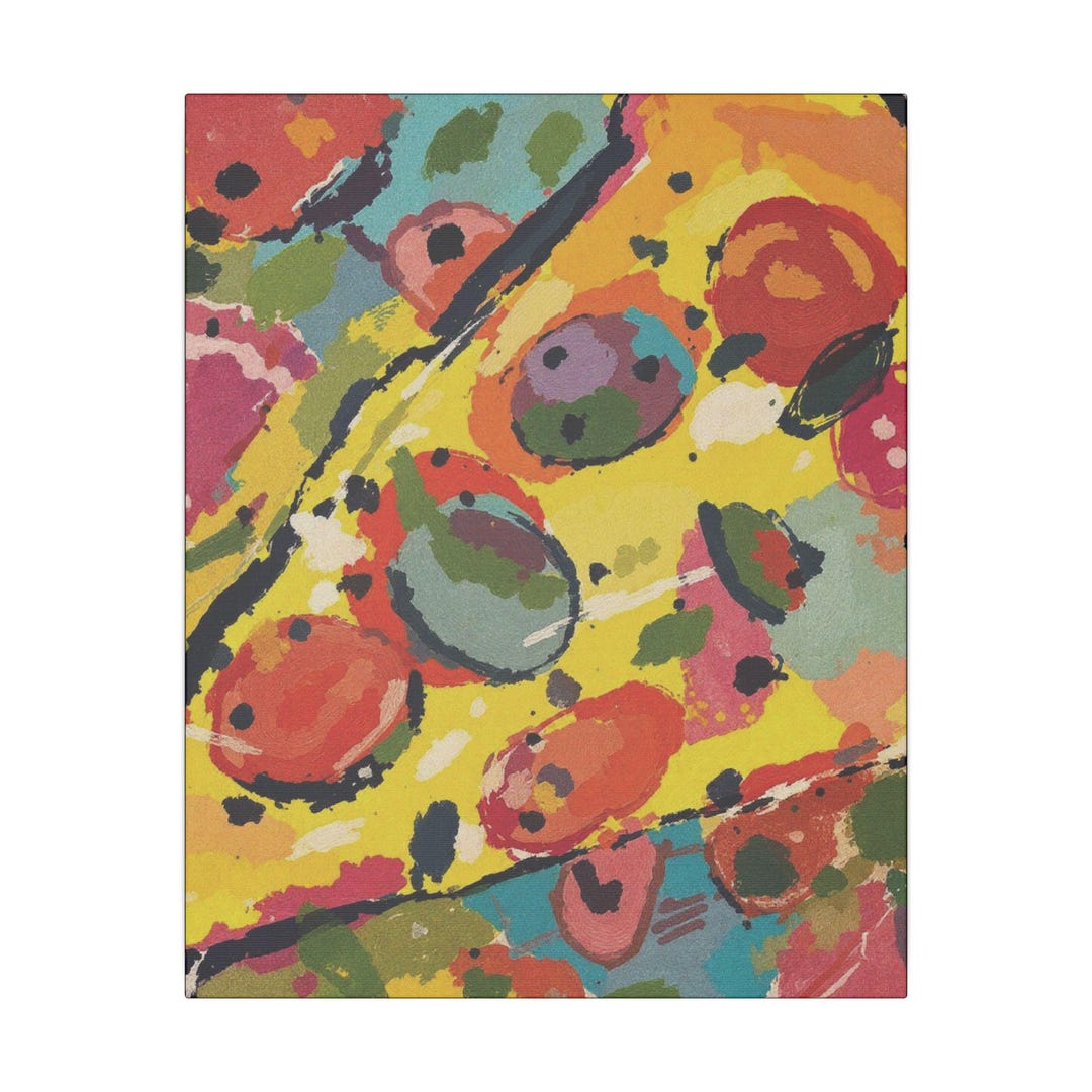 Pepperoni Pizza Painting Canvas Print, Kitchen Art, Kitchen Painting ...