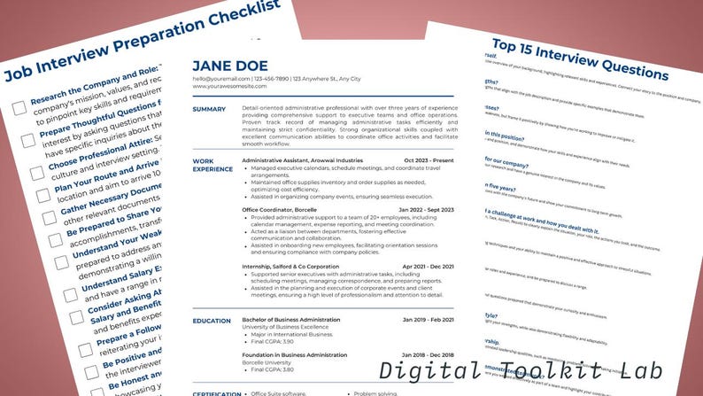 Job Interview Kit – Resume Template (editable in Canva) + Checklist ...