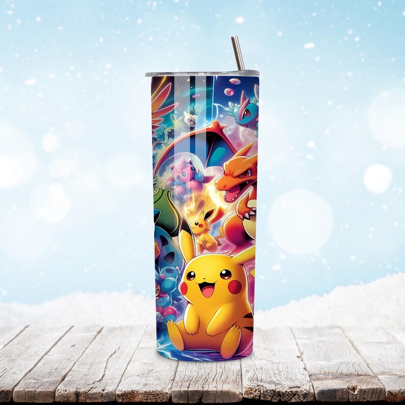 Cartoon Characters Tumbler Wrap, 20oz Skinny Tumbler Sublimation Design ...