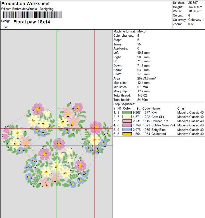 Floral Paw Print Machine Embroidery Design, Dog Embroidery File ...