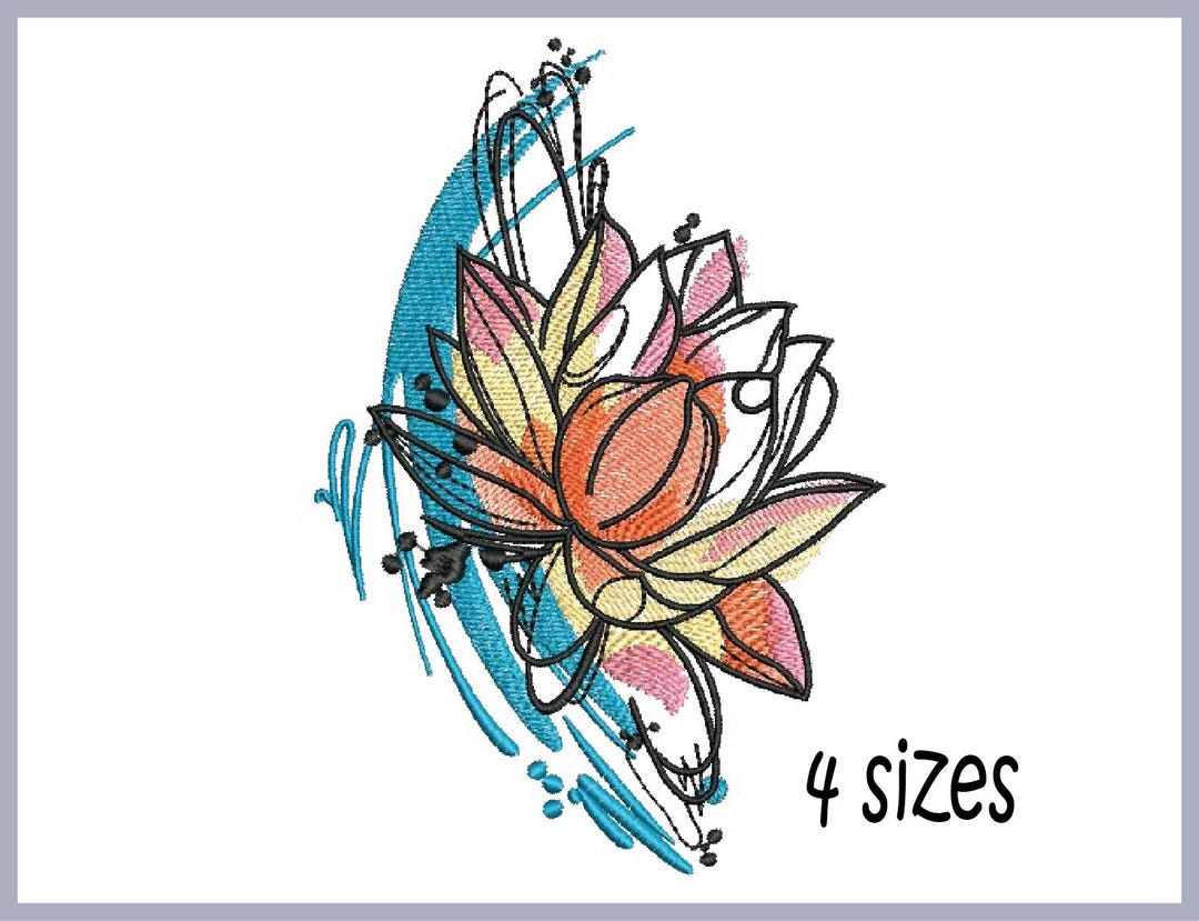 Lotus Flower Embroidery Design, Lotus Blossom Embroidery File ...