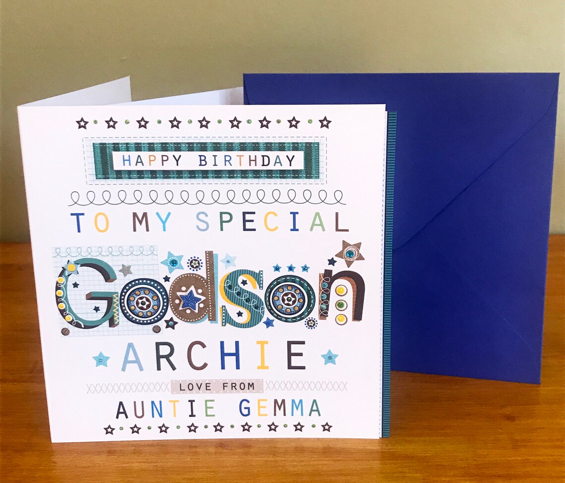 Godson Birthday Card special personalised card for Godson. A | Etsy