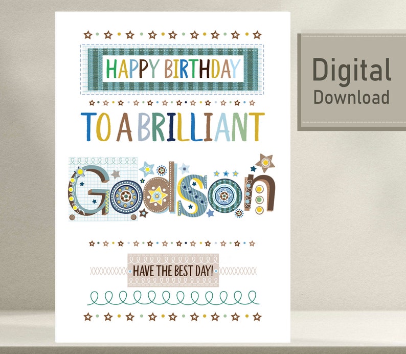 Happy Birthday Godson Card: Printable Digital Download - Etsy