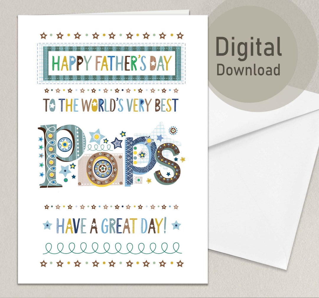 Pops Father’s Day Card | Printable Digital Card for Pops | Instant ...