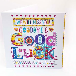 Handmade Goodbye and Good Luck Card: Multicolored Design - Etsy