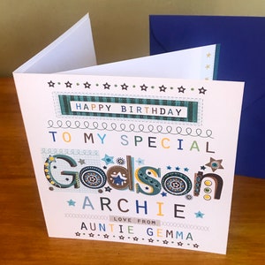 Godson Birthday Card special personalised card for Godson. A | Etsy