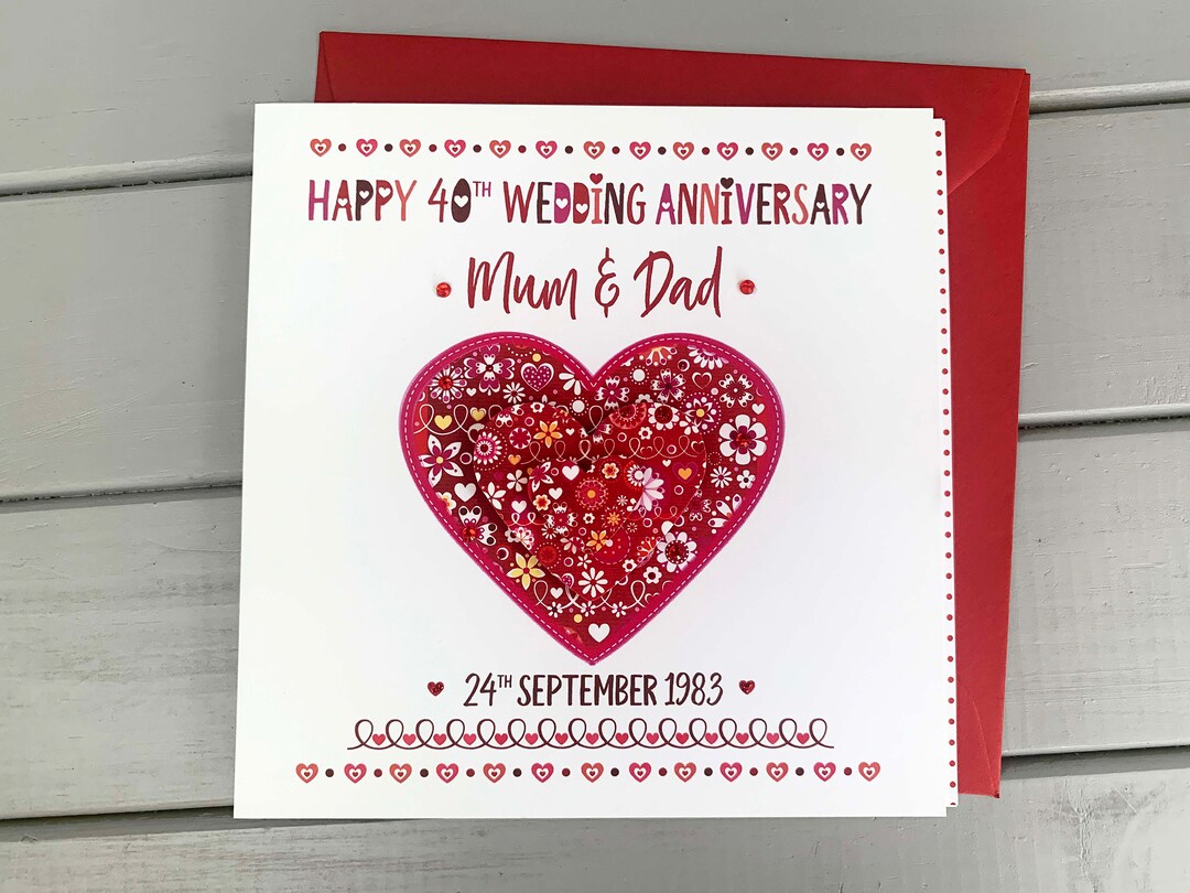 40th Wedding Anniversary Card Personalised Special Ruby Anniversary ...