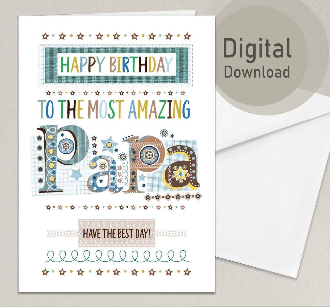 Papa BIRTHDAY Card, Birthday Card for Papa, Printable Birthday Card for ...