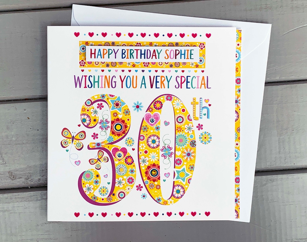 30th Happy Birthday Card Personalised for Her Very Special Age 30 Made ...