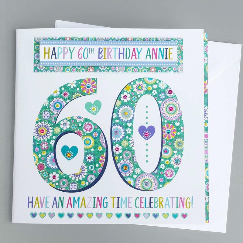 Hand Printed 60th Card - Etsy UK
