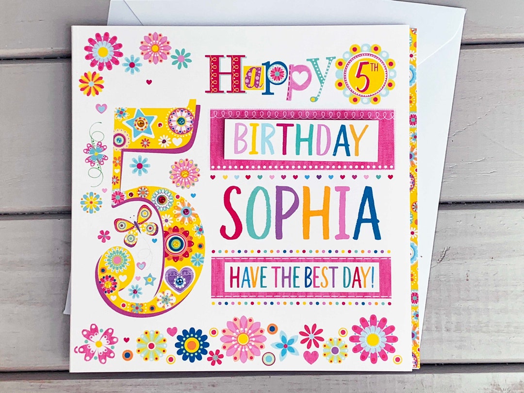 Personalised Happy 5th Birthday Card | Special Personalised Card | Girl ...