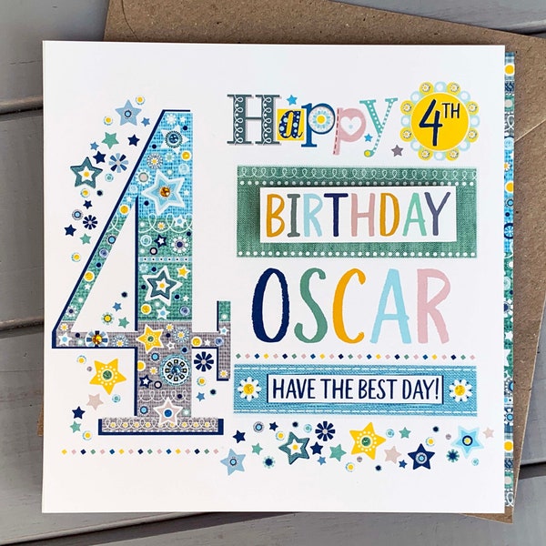 Birthday Card 4 Year Old Boy - Etsy