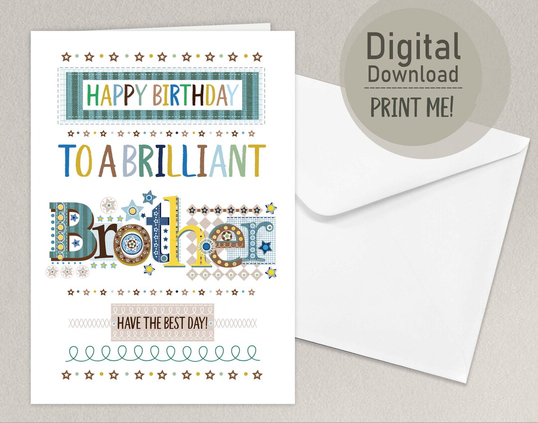 Printable Brother Birthday Card | Digital Download | Special Happy ...