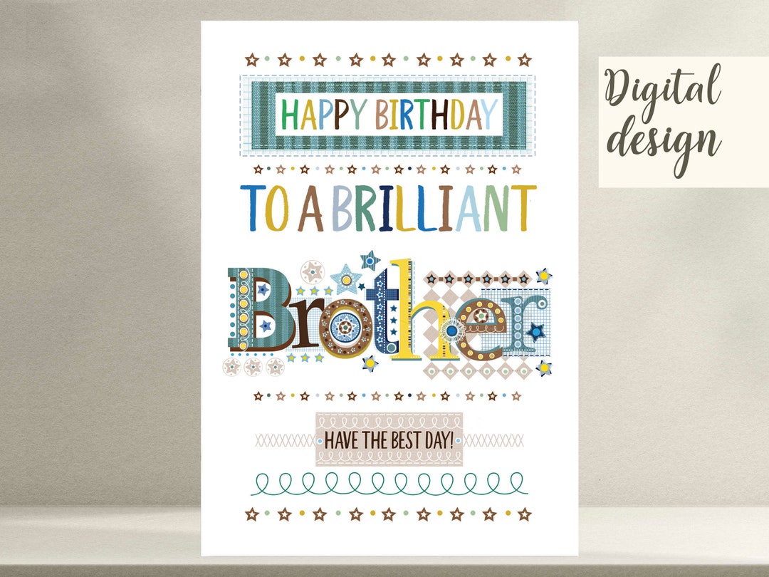 Brother Happy Birthday Card Digital Birthday Card for - Etsy