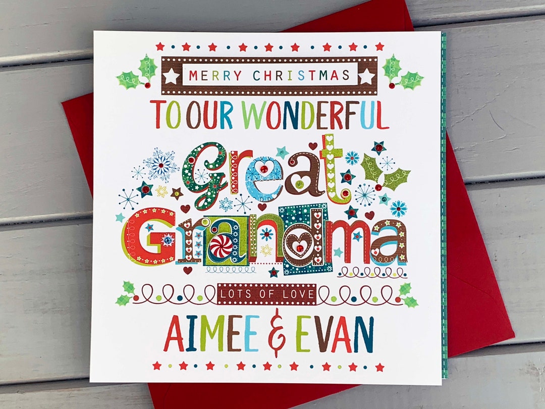 Personalized Great Grandma Christmas Card | Handmade Holiday Gift - Etsy