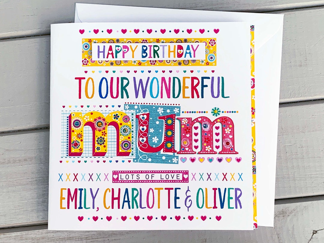 Personalised Mum Birthday Card: Handmade Glitter Gem Design - Etsy