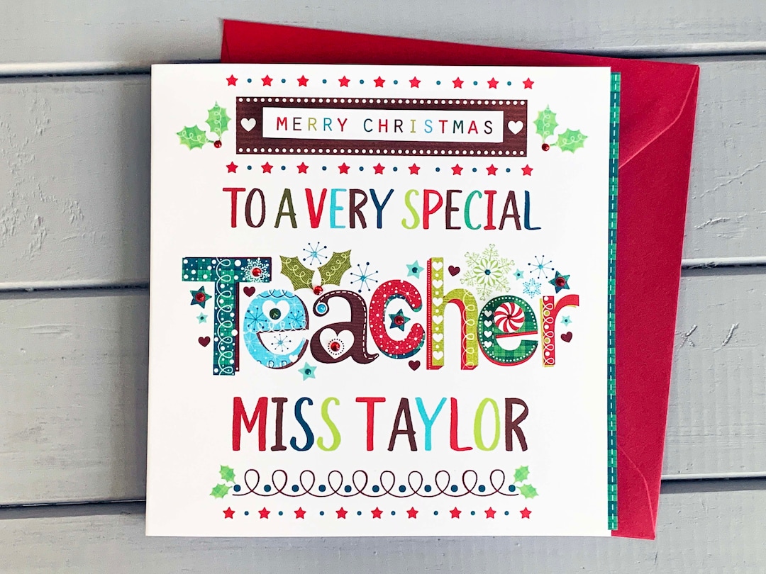 Personalised Teacher Christmas Card Card for a Special Teacher for ...